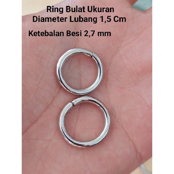 Jual Ring Besi Bulat Ring O Ukuran 1,5 Cm Ketebalan Besi 2,7 mm Warna Nikel isi 12 Pcs | Shopee ...