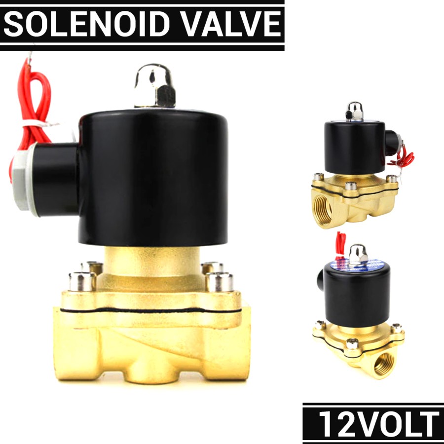 Jual Solenoid Valve 12 volt Ukuran drat 1/2 inch - Bahan full Kuningan - Selenoid 12V ke drat 1/ ...