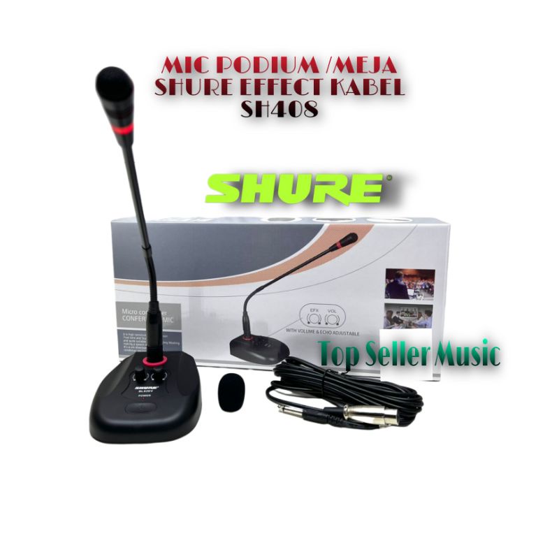 Jual MIC SHURE MEJA PODIUM SH 408 MIC KABEL SHURE ADA PENGATURAN EFFECT ...