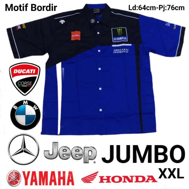 Jual kemeja balap JUMBO/BIG SIZE SPORT BORDIR YAMAHA MERCEDES DUCATI ...