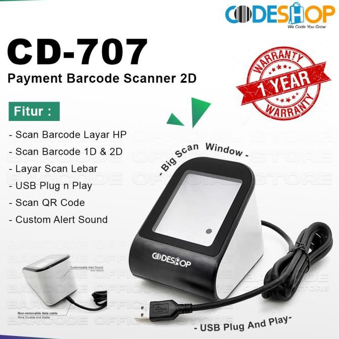 Jual Scanner Barcode Codeshop Cd707 Scan Layar Hp Qr Code Payment ...