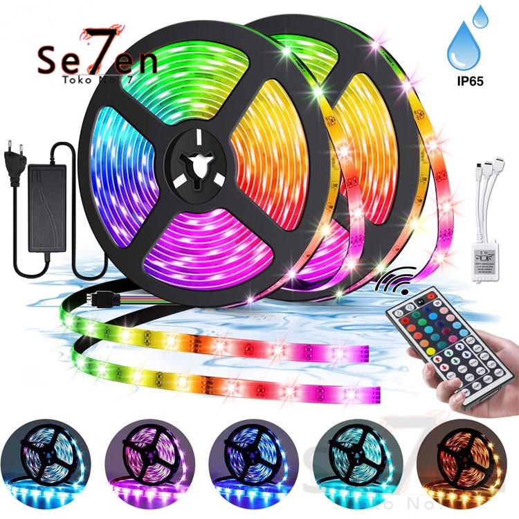 Jual 54D Led Strip RGB 5050 IP65 12V Remote 10M 2 Cabang Lengkap ...