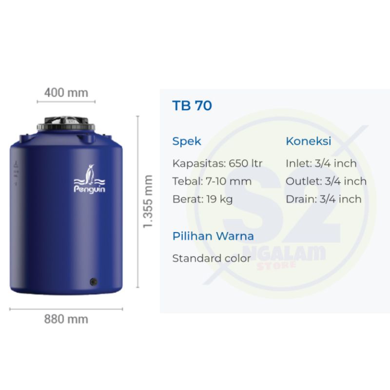 Jual Tandon Air /Toren Air /Tangki Air - PENGUIN R3 650 Liter (Invoice ...