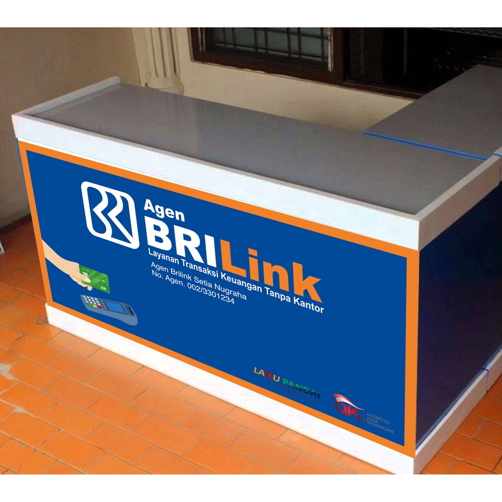 Jual STIKER VINYL MEJA KASIR BRILINK MODEL 4 ( CUSTOM NAMA KONTER ...