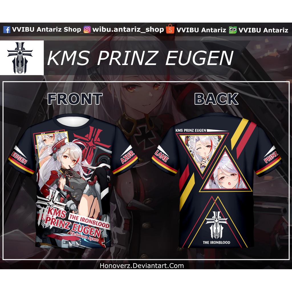 Jual Kaos Fullprint Anime Azur Lane KMS Prinz Eugen | Shopee Indonesia