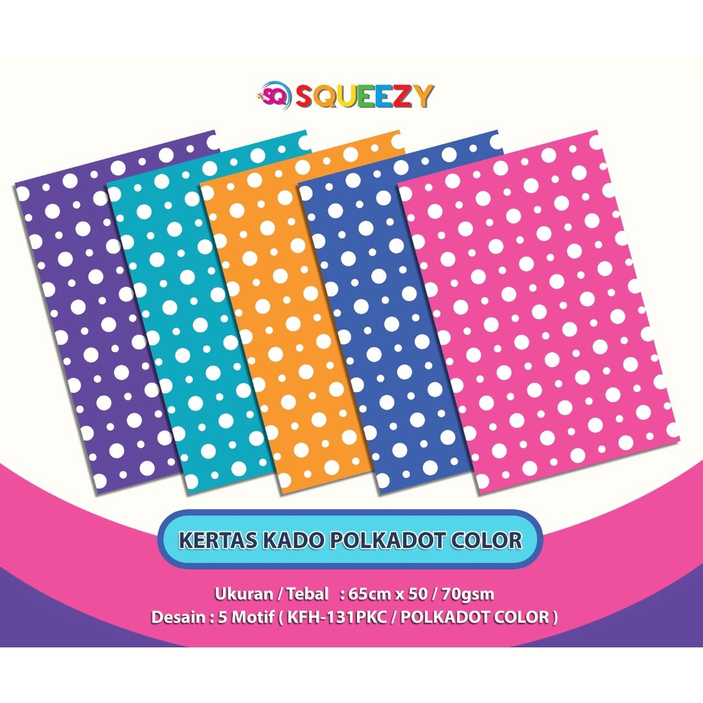 Jual Kertas Kado Sampul Hadiah Packing Bungkus kado Polkadot Colour ...