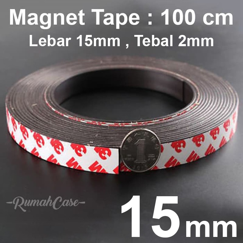 Jual Magnet Tape lebar 15mm tebal 2mm per meter Double Tape 3M magnetic strip 1 meteran 1m 15 mm ...