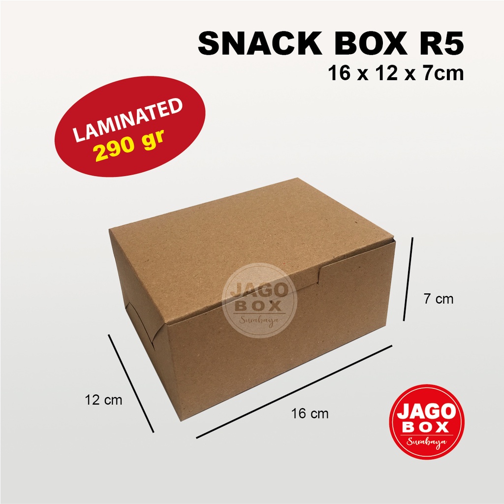 Jual KOTAK DOS BOX SNACK KUE R5 KRAFT 16x12x7 cm SAMBUNG | Shopee Indonesia