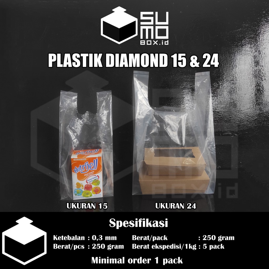 Jual Kresek PE Bening Diamond ukuran 15 24 TEBAL 250gr / Kantong Plastik Transparan | Shopee ...