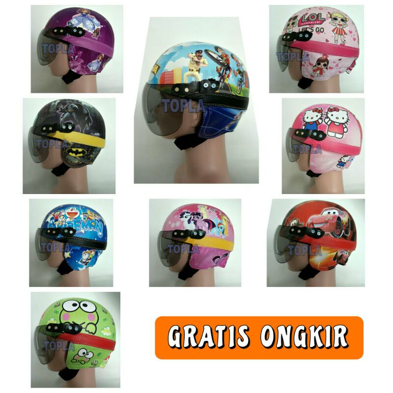 Jual HELM ANAK KARAKTER PLUS KACA SNI GAMBAR KARAKTER KIDS Umur 1-5 ...
