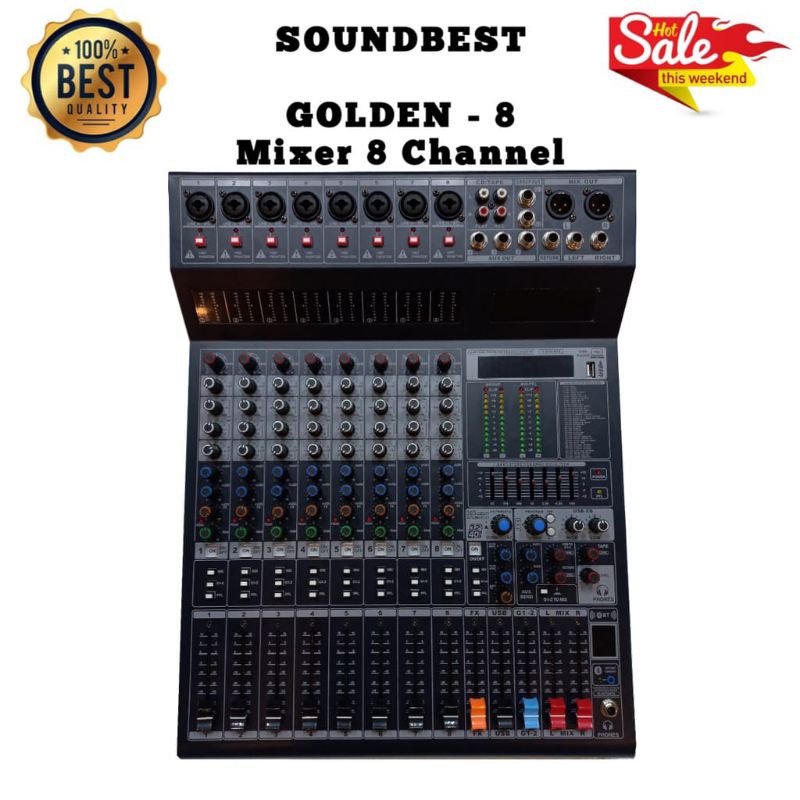 Jual Mixer SOUNDBEST Golden-8 (Mixer 8 Channel) | Shopee Indonesia