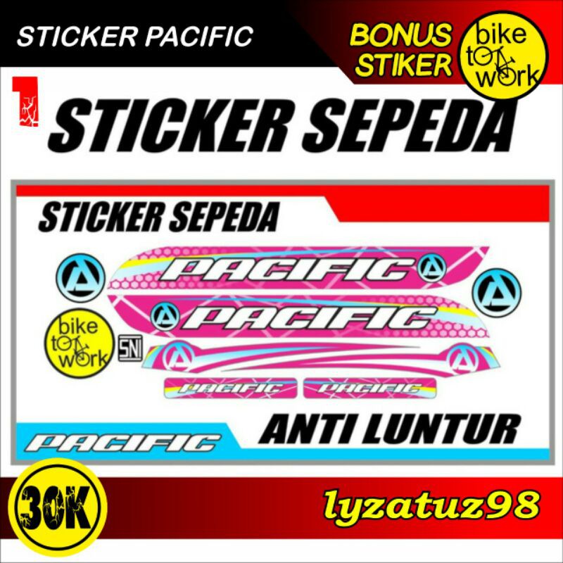 Jual DECAL STIKER SEPEDA PACIFIK (BISA REQUEST NAMA DAN WARNA) | Shopee ...