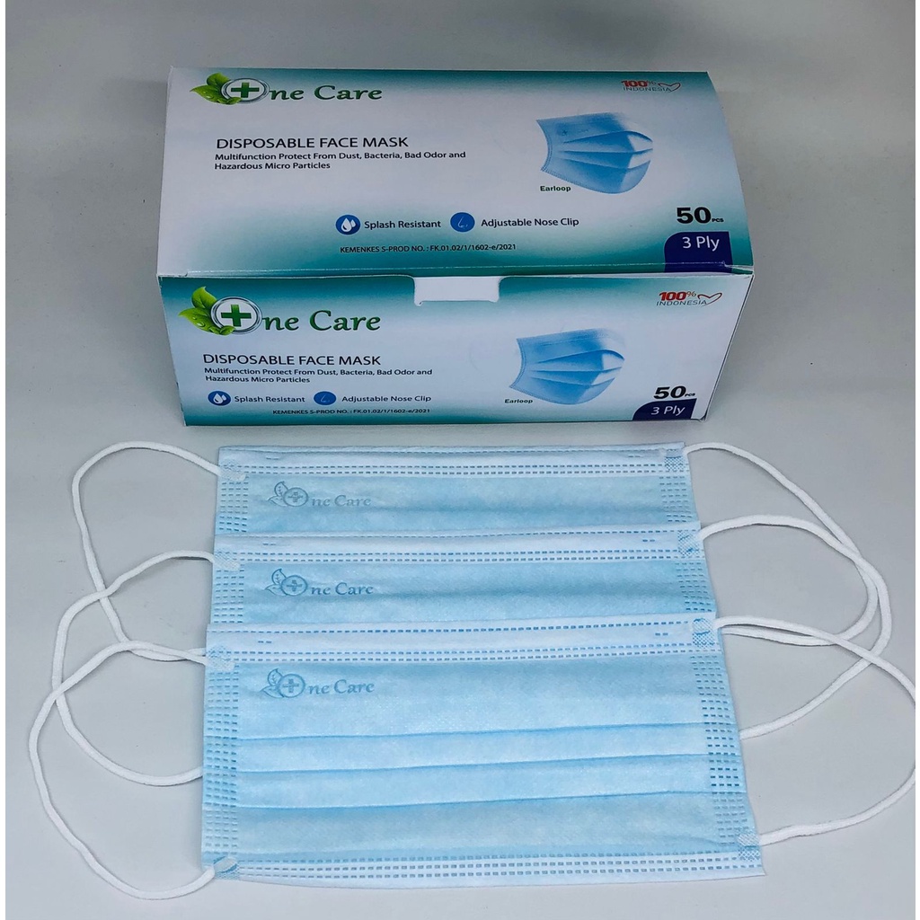 Jual Masker 3ply ONECARE EMBOS Earloop Kemenkes isi 50pcs Ready One ...