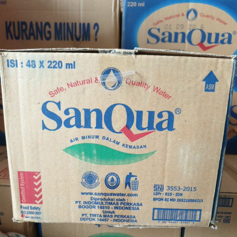 Jual Sanqua Air Gelas/ Air kemasan 1 dus isi 48 x 220 ml | Shopee Indonesia