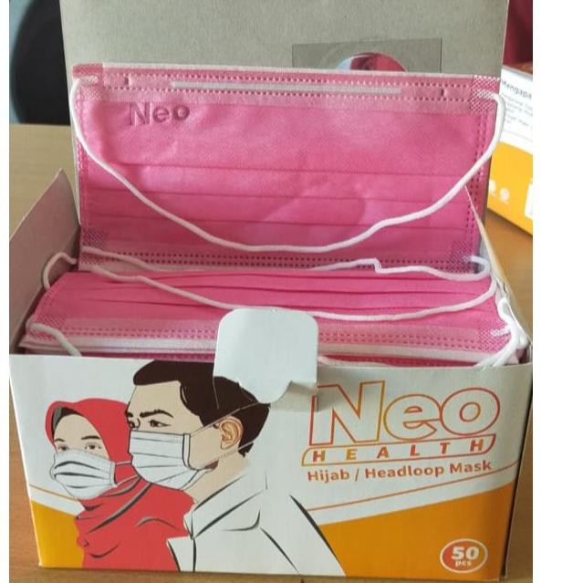 Jual [VIP] MASKER MEDIS NEO HIJAB 1 BOX ISI 50PCS WARNA PINK | Shopee ...