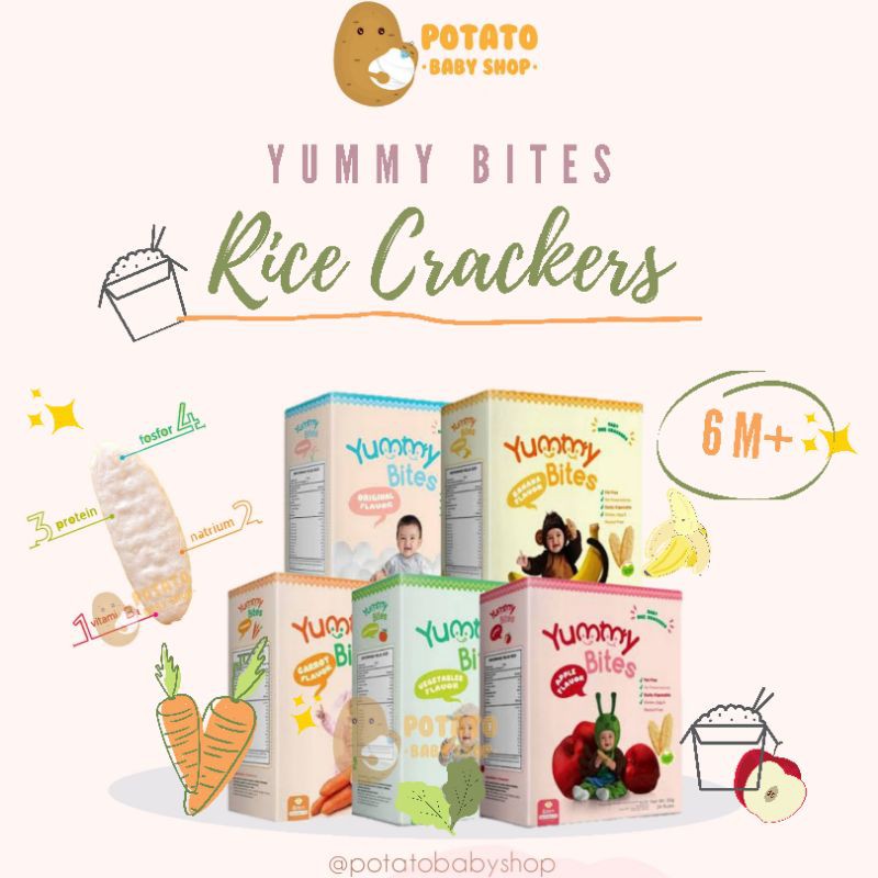 Jual Yummy Bites Rice Cracker Snack Bayi 6m+ Non Msg Non Pengawet ...