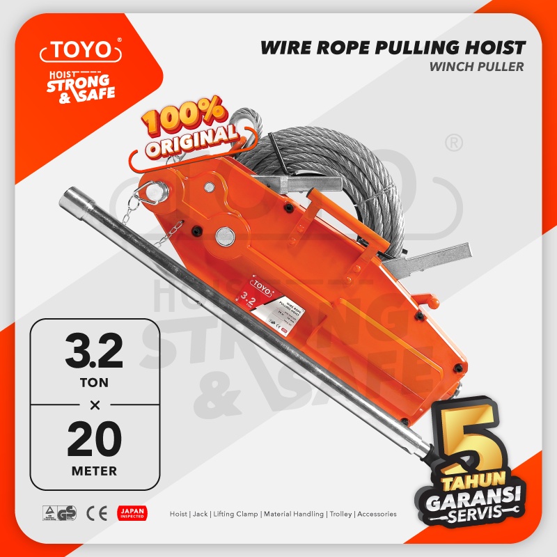 Jual TOYO Wire Rope Pulling Hoist / Tirfor 3.2 Ton x 20 Meter | Shopee ...