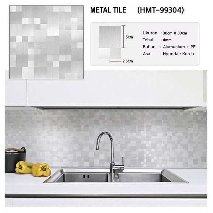 Jual NEW - HYUNDAE METAL TILE STICKER HMT 99304 CUBE - 30CM X 30CM ...
