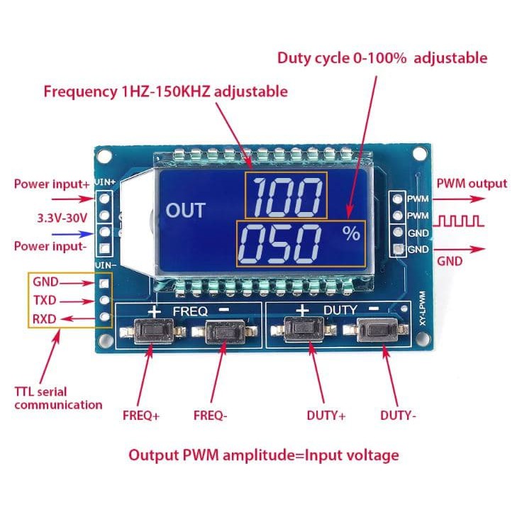 Jual PWM Pulse Train Frequency Signal Generator LCD Module PLC 1Hz ...