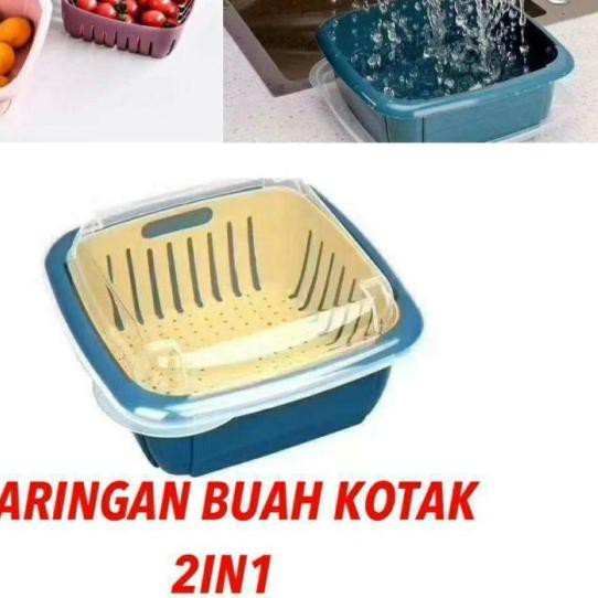 Jual ー Saringan Buah Kotak 2 in 1 Baskom Keranjang Sayur Serbaguna ...