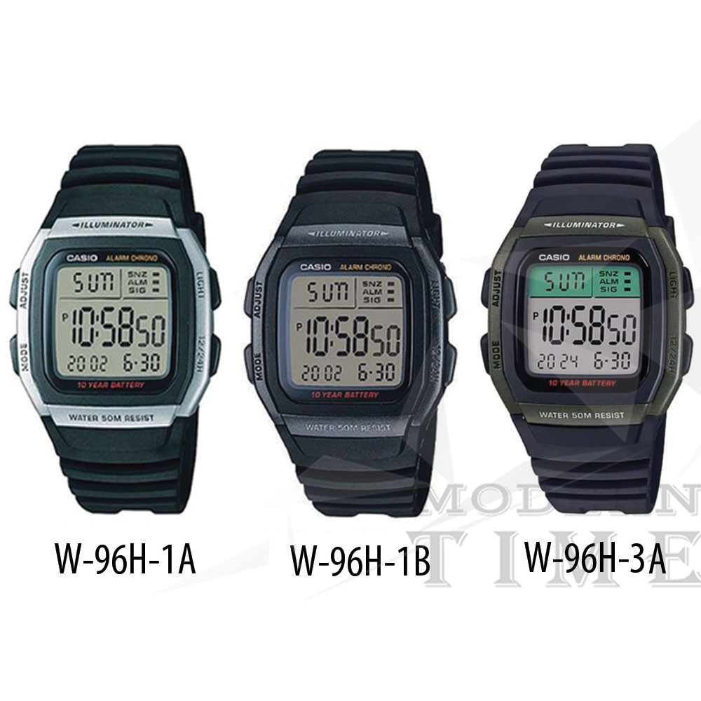 Jual Casio Original W-96H / W-96H-1A / W-96H-1B Jam Tangan Pria - Digital - Karet - Hitam ...
