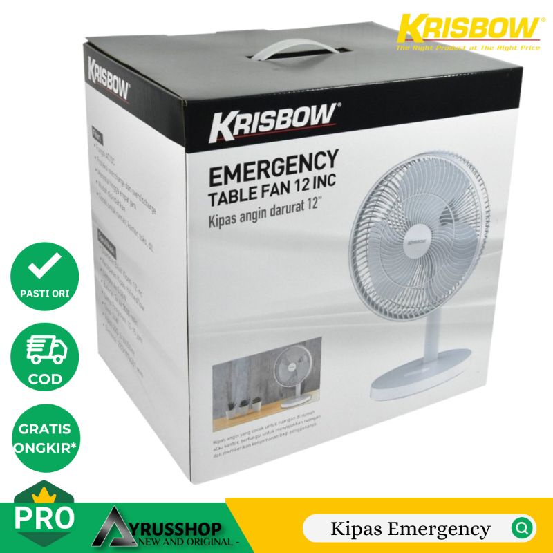 Jual Kipas Angin Meja Emergency/Recharge/Charger/12 inch/Krisbow Table ...