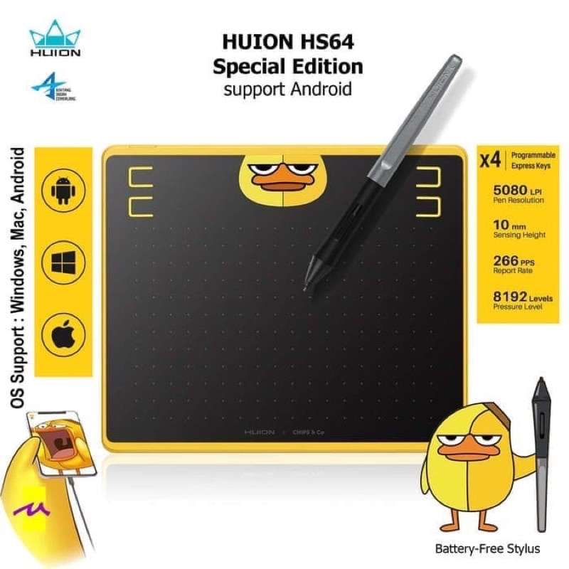 Jual Pen Tab bekas HUION HS64 X CHIPS & Co | Shopee Indonesia