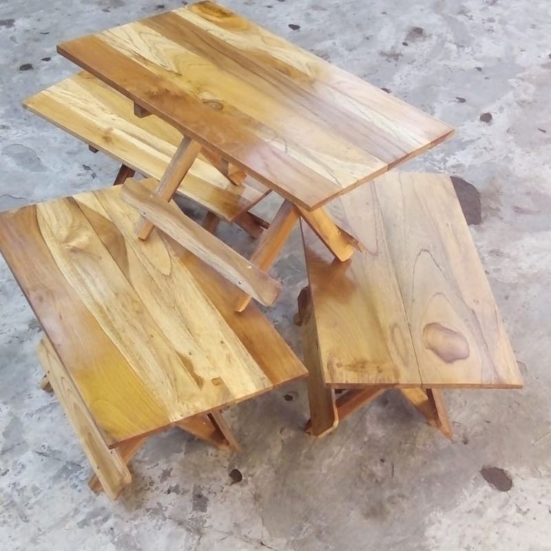 Jual Meja Lipat kayu jati 60x 40x35 ( profil tepi) | Shopee Indonesia