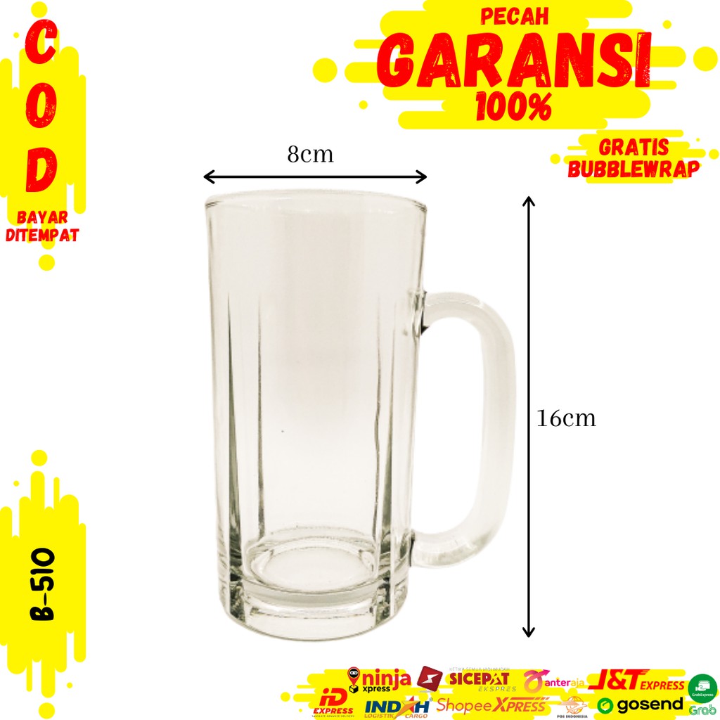 Jual Gelas Kaca Besar Beling 550ml Mug Unik Minum Teh Bening Jumbo Bir ...