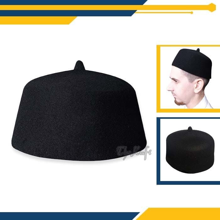 Jual Peci Tarbus Warna Hitam Bahan Asli Wol Domba Bermerek The Kufi ...