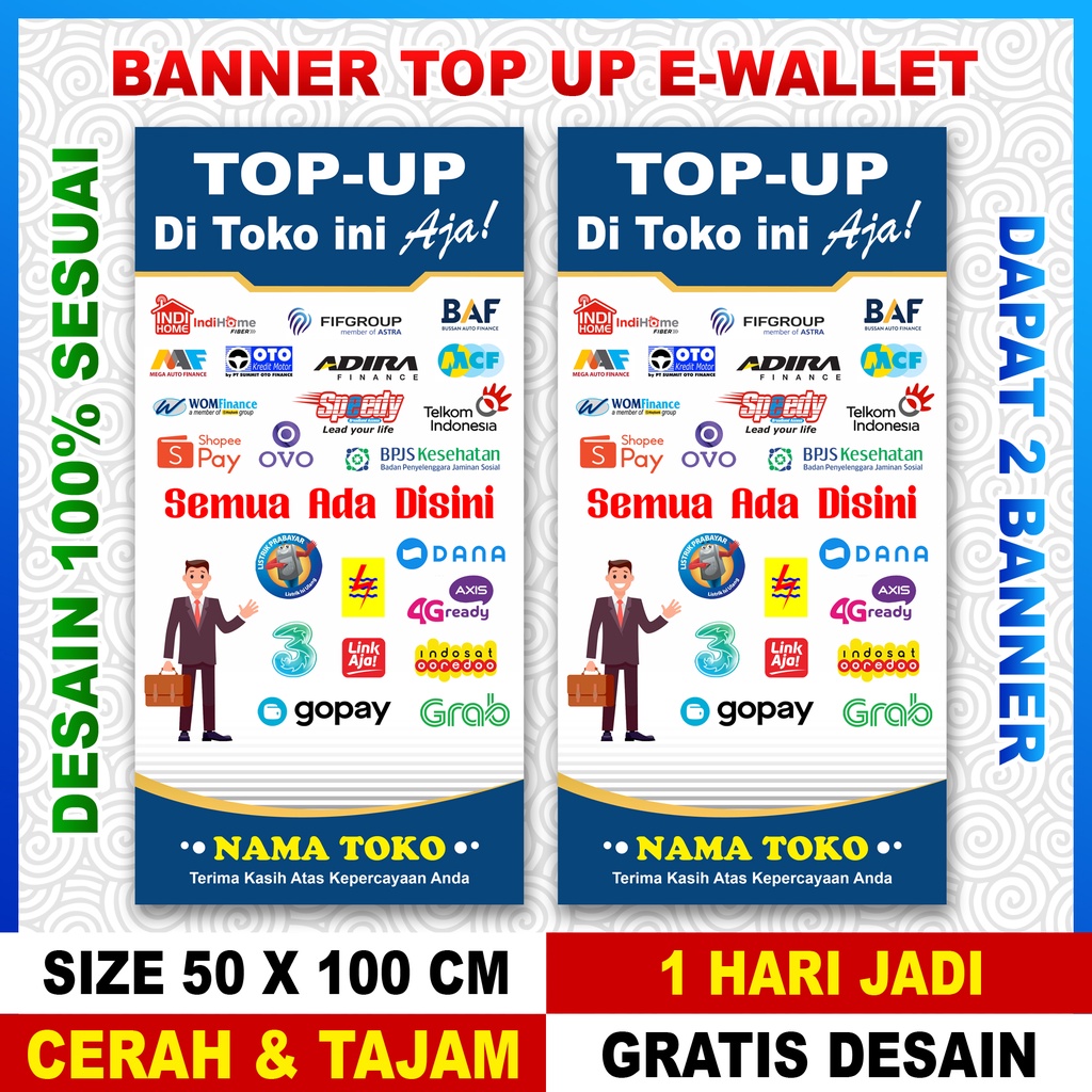 Jual BANNER LOKET RESMI PPOB TOP UP E-WALLET MURAH PAKET 2 BANNER ...