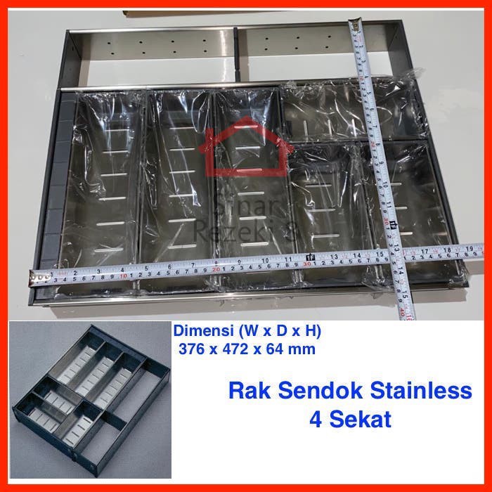 Jual Rak Tempat Sendok 4 STAINLESS Garpu Pisau Sekat Laci Dapur Alat ...