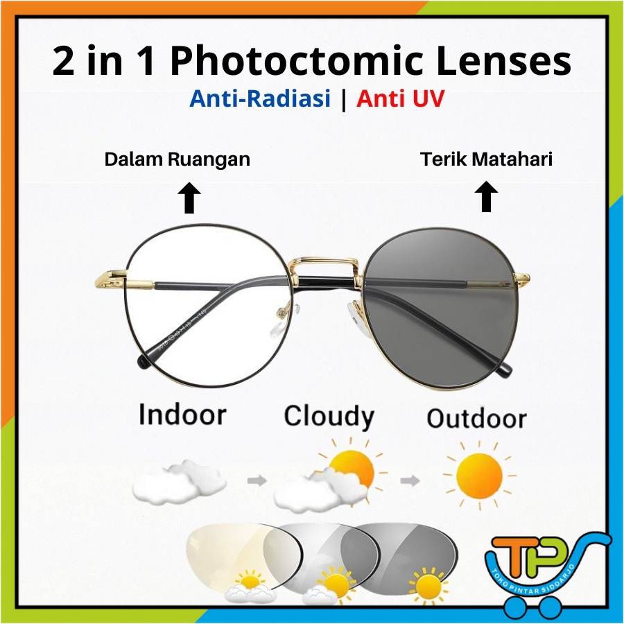 Jual Kacamata lensa photocromic 2 In 1 anti radiasi wanita pria ...