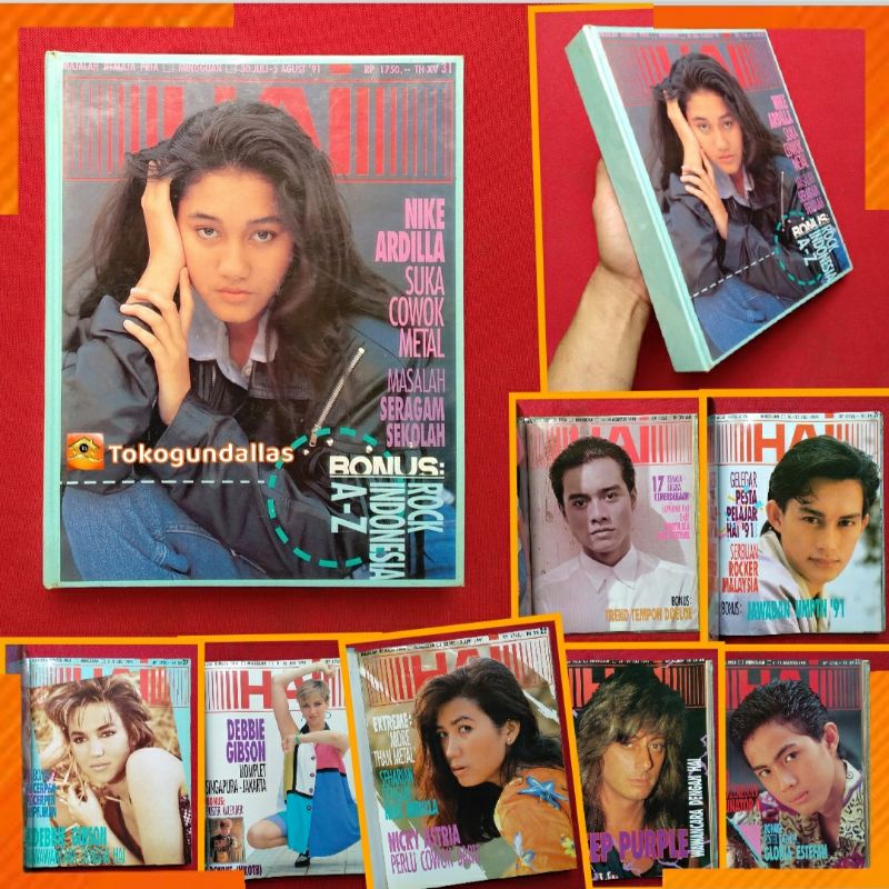 Jual Majalah Hai Bundel Tahun 1991,isi 8 edisi,Cover nike ardilla,nicky ...