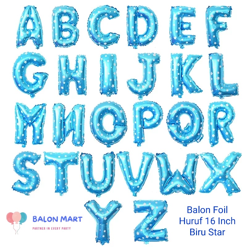Jual Balon Foil Huruf Biru Bintang 16inch/40cm | Shopee Indonesia