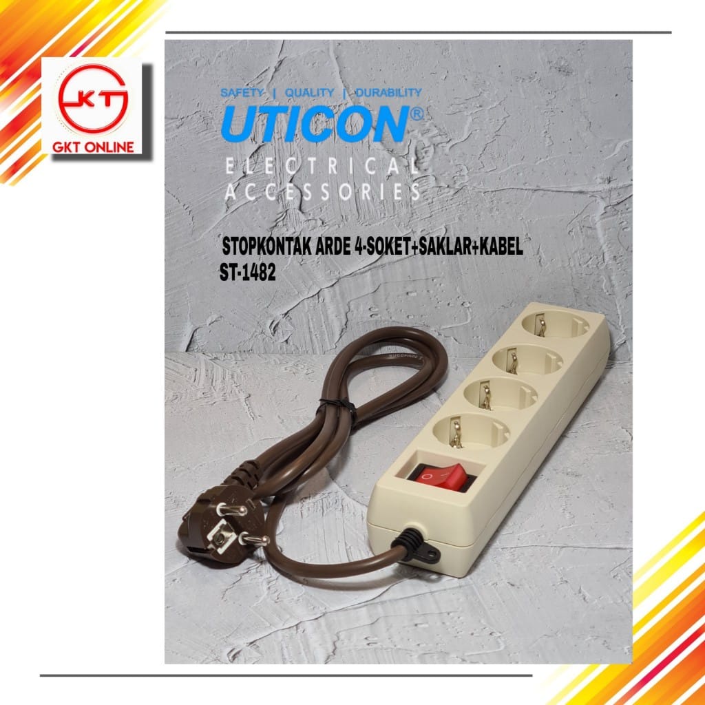 Jual Uticon Terminal Stop kontak Arde 4 Lubang + Kabel Saklar 1 Switch | Shopee Indonesia
