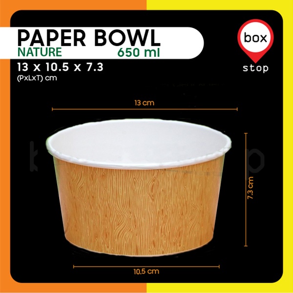Jual Paper Bowl - Mangkok Kertas - KAYU NATURE (50 pcs) | Shopee Indonesia