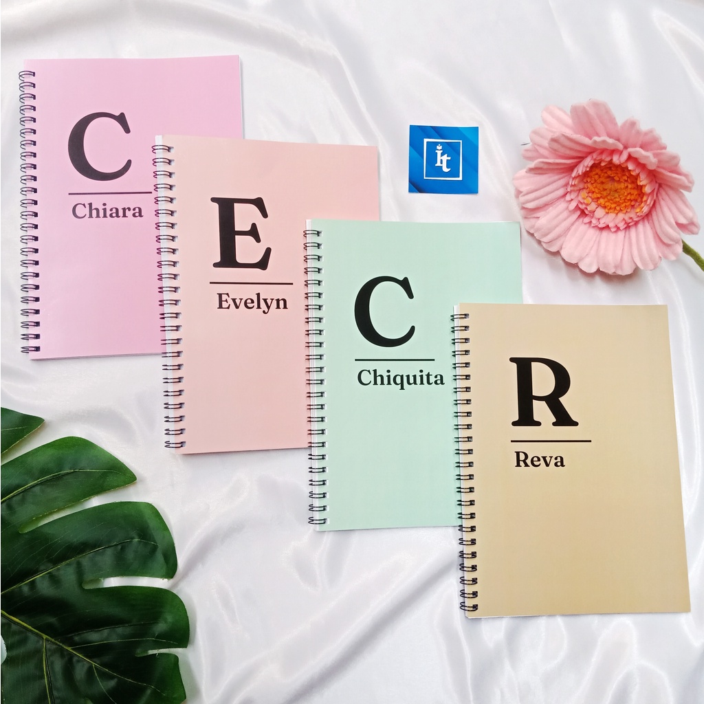 Jual NOTEBOOK A5 INISIAL NAMA, NOTEBOOK A5 PASTEL, CUSTOM BOOK INITIAL ...