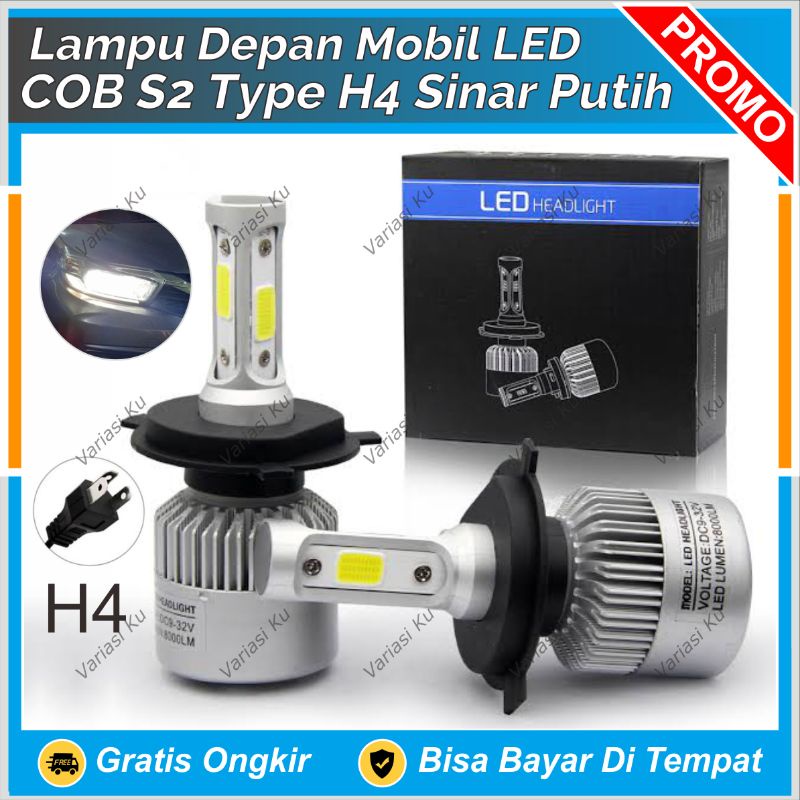 Jual LAMPU LED MOBIL DEPAN UTAMA S2 H4 COB 3 SISI SINAR PUTIH HEMAT DAYA HEMAT AKI | Shopee ...