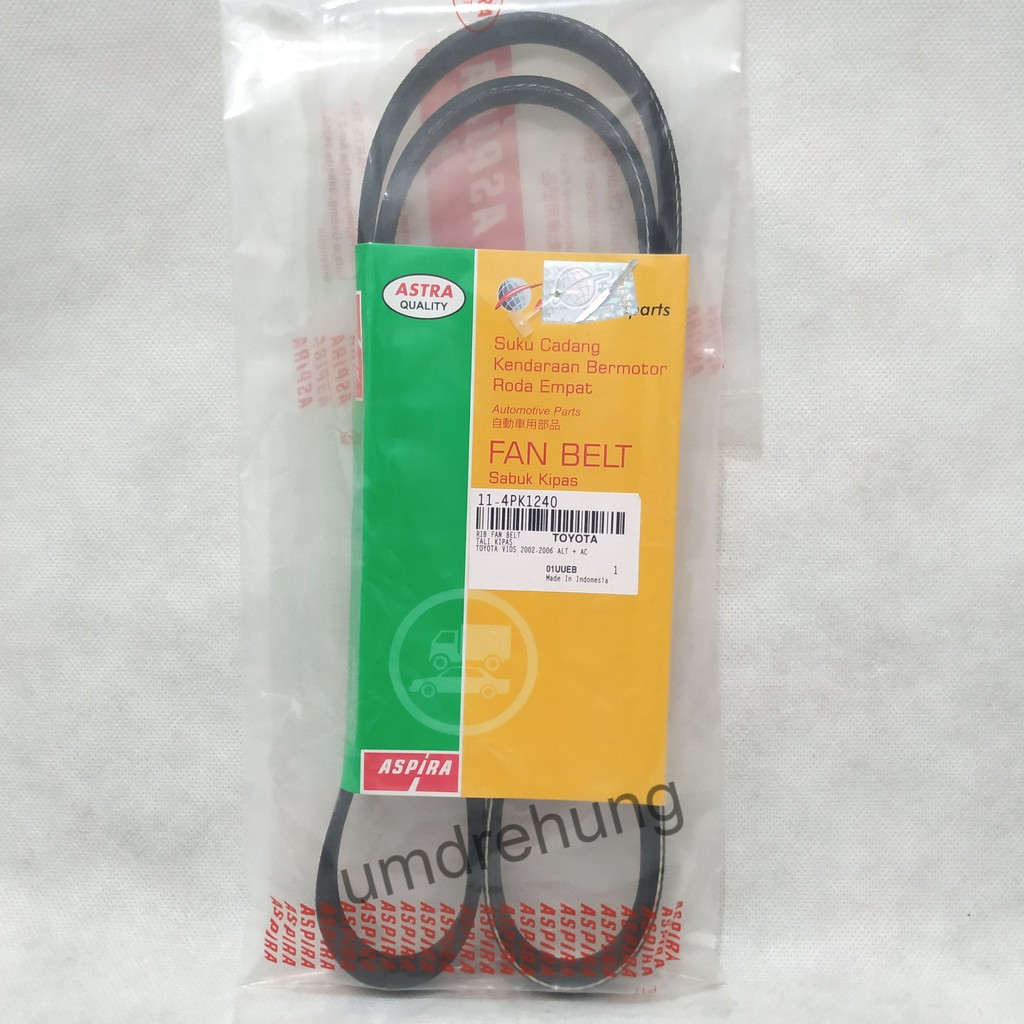 Jual Fan Belt Fanbelt Tali Kipas Alternator AC Toyota Vios Lama 2003-2007 4PK1240 | Shopee Indonesia