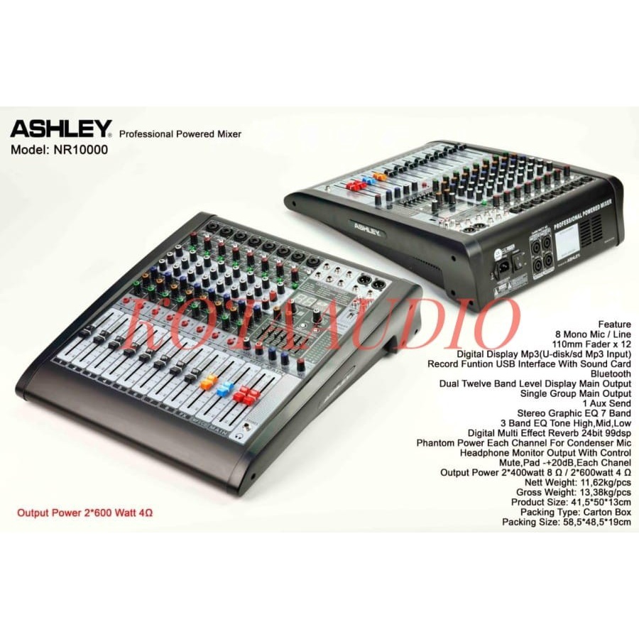 Jual POWER MIXER ASHLEY NR 10000 ORIGINAL NR10000 8 CHANNEL 1200 WATT ...
