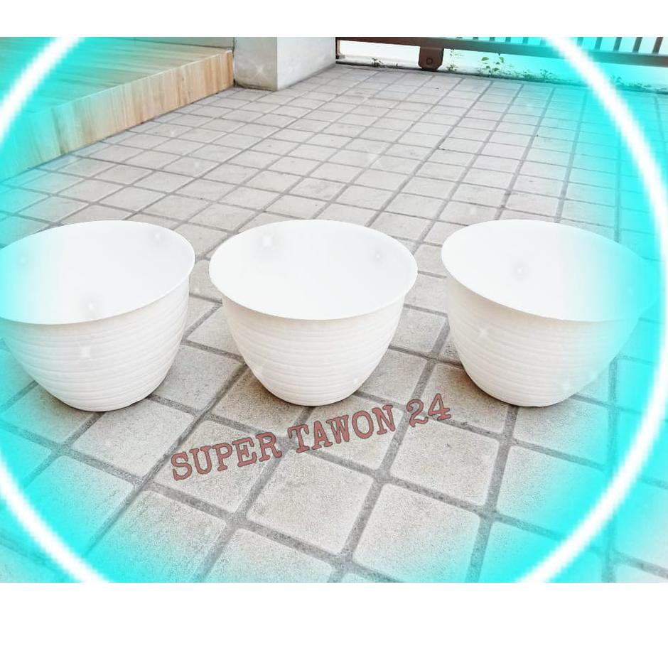 Jual FZM POT SUPER TAWON 24 CM PUTIH TAWON POT PLASTIK 24CM VAS POT ...