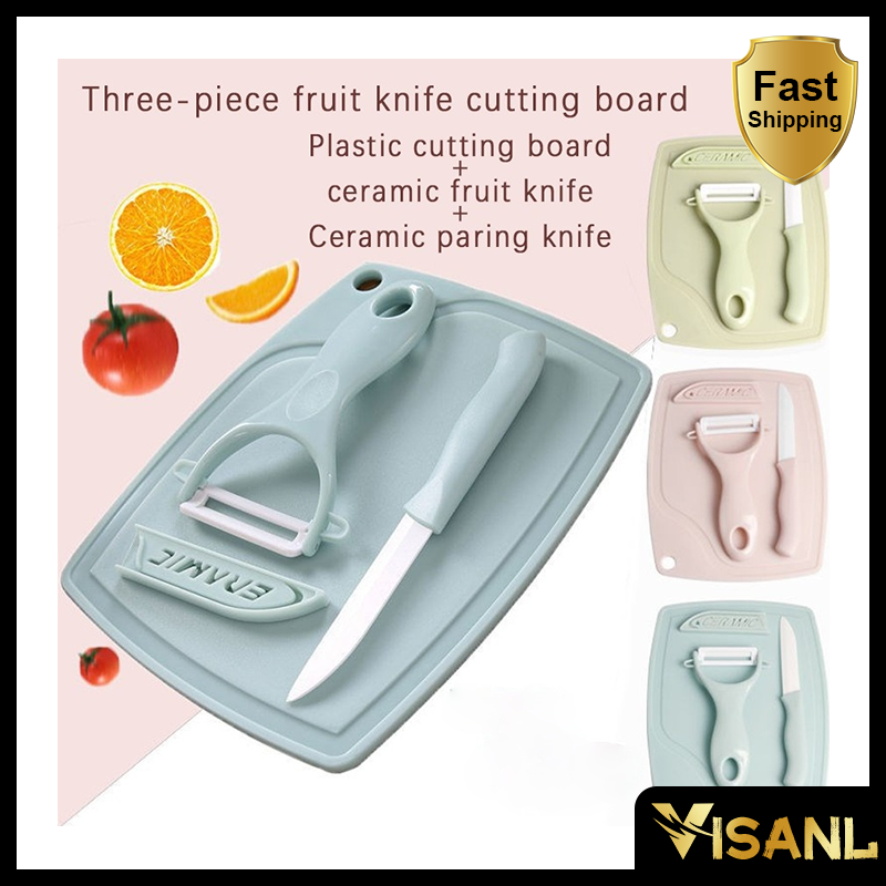 Jual PISAU SET STAINLESS / 3 IN 1 PISAU SET TALENAN / SERUTAN BUAH ...