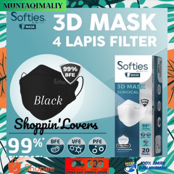 Jual [TERBARU] Masker Softies Surgical 3D 4ply filter KF94 isi 20 pcs ...