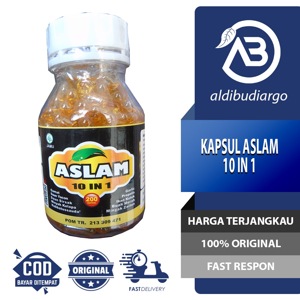 Jual KAPSUL ASLAM 10 IN 1 GAMAT HABBATUSSAUDA GARLIC PROPOLIS ISI 200 ...