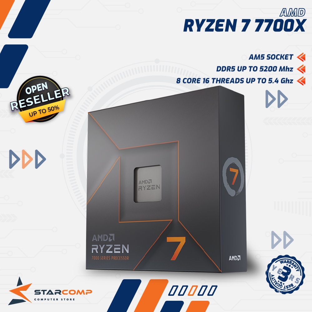Jual AMD Ryzen 7 7700X 8 Cores 16 Threads Processor AM5 Up to 5.4GHz 7700 X | Shopee Indonesia