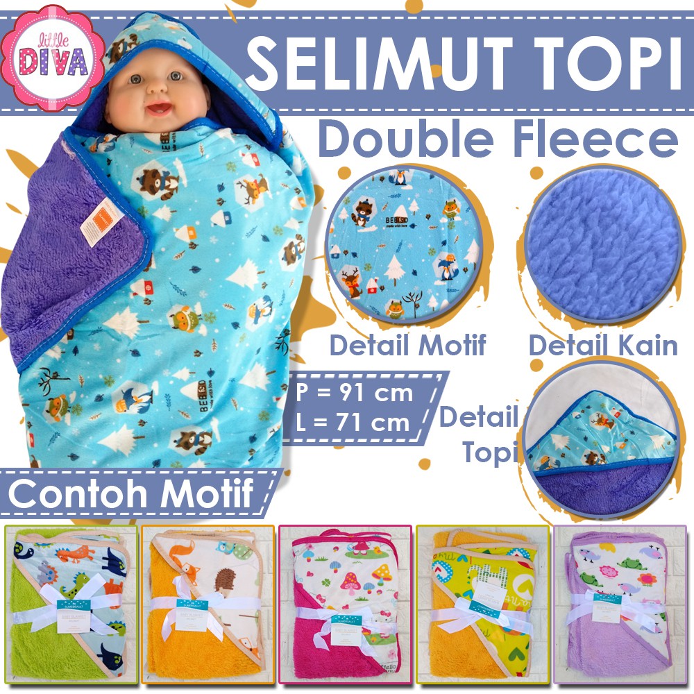 Jual SELIMUT TOPI Bayi Double Fleece Baby Blanket Hoodie Summersault ...