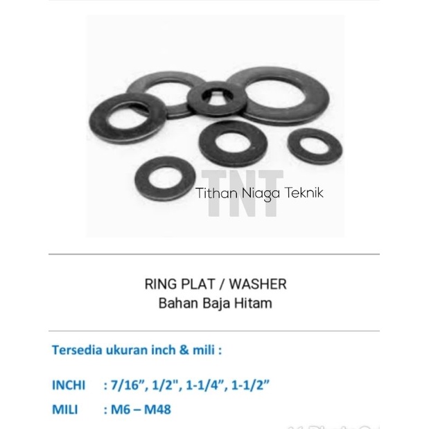 Jual M12 ( baut 17 ) flat washer / ring plat bahan stainless SS304 ...