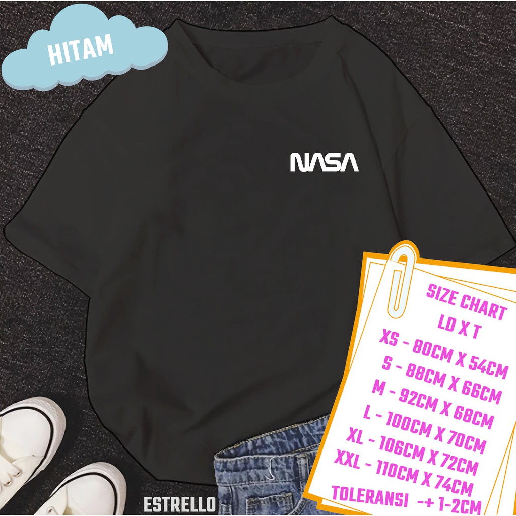 Jual Estrello Fashion - Kaos Nasa Print Tulisan Original Atasan Wanita ...