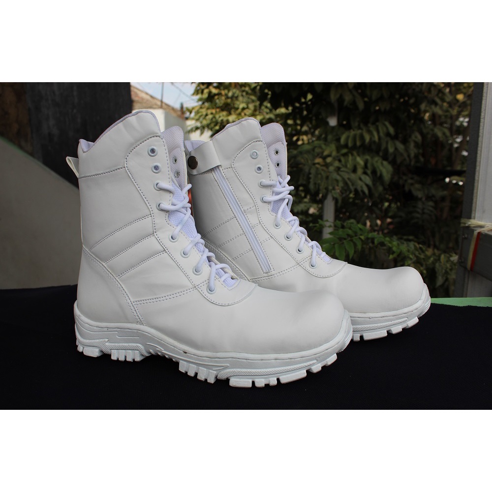 Jual Sepatu Boot PDL Putih Sepatu Kerja Dinas Upacara Pramuka Paskibra ...